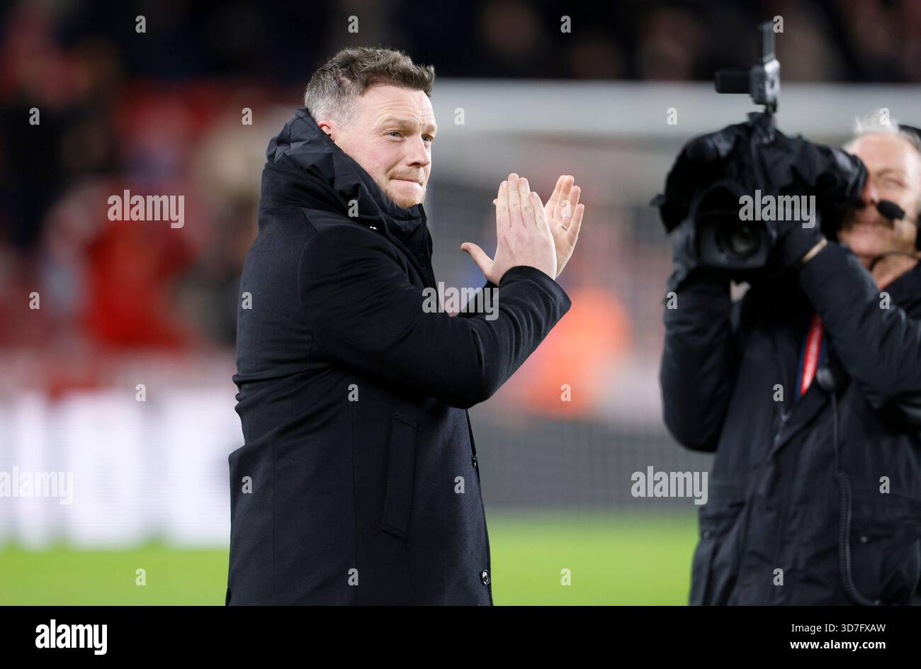 New Middlesbrough manager Kim Hellberg applauds the fans as he is ...