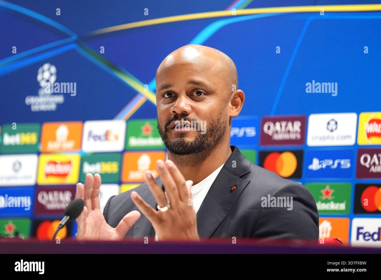 Bayern Munich head coach Vincent Kompany during a press conference at ...