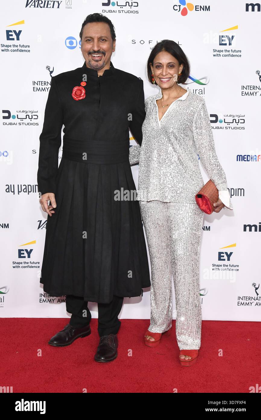 (L-R) Aasif Mandvi and Shaifali Puri walking the red carpet at the 53rd ...