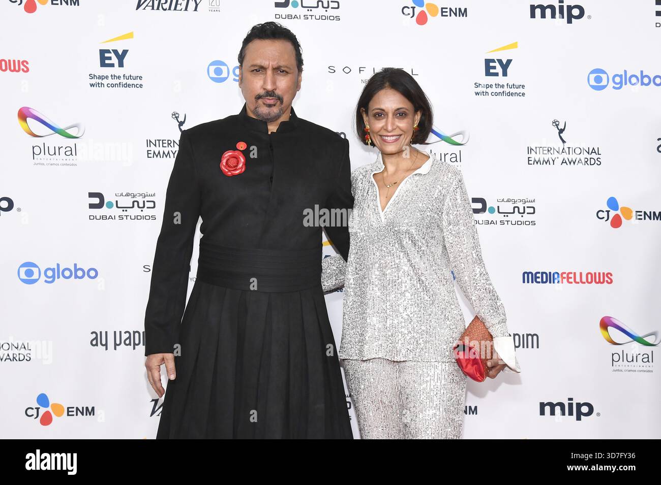 (L-R) Aasif Mandvi and Shaifali Puri walking the red carpet at the 53rd ...
