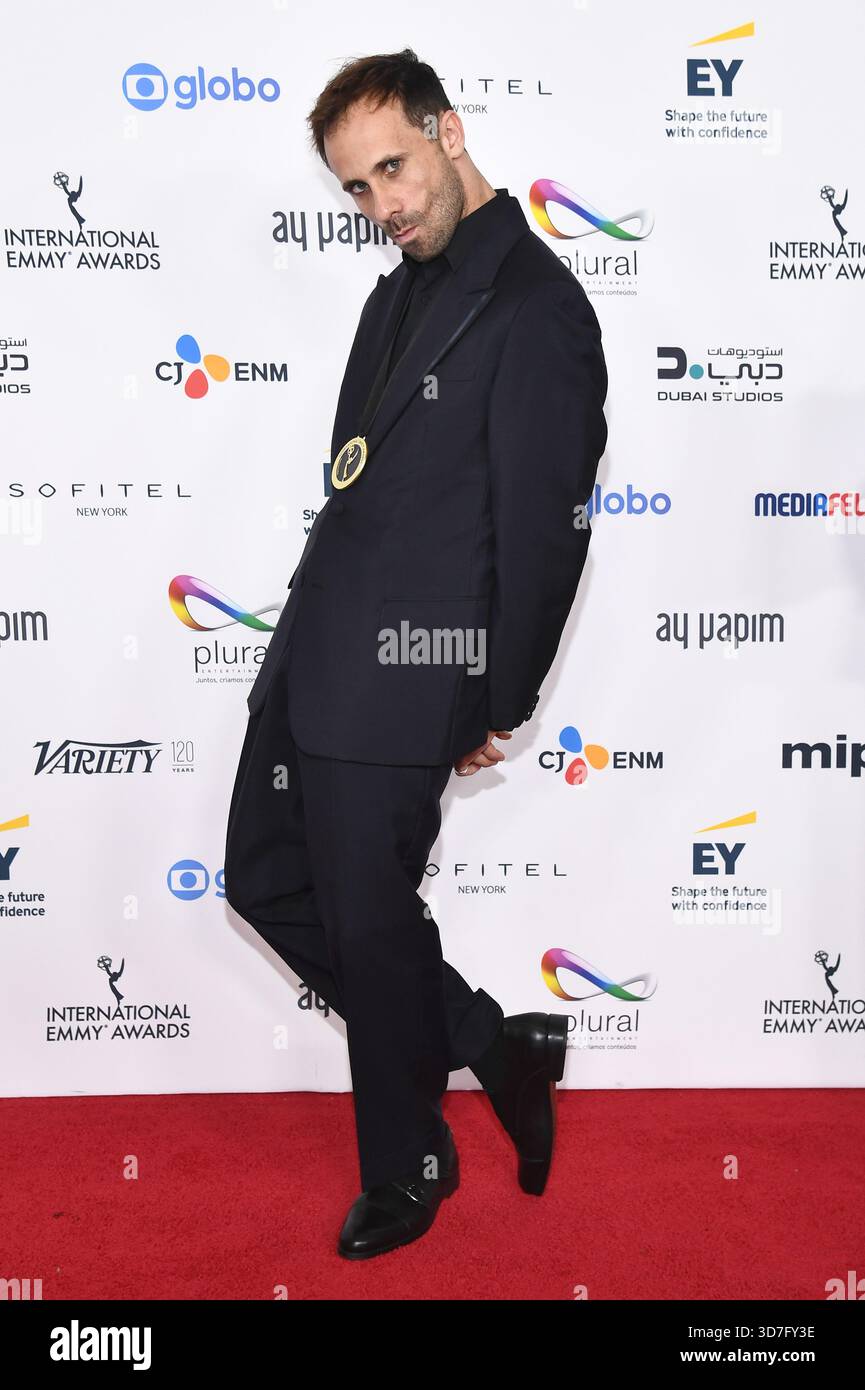 Oriol Pla (Spain) walking the red carpet at the 53rd International Emmy ...