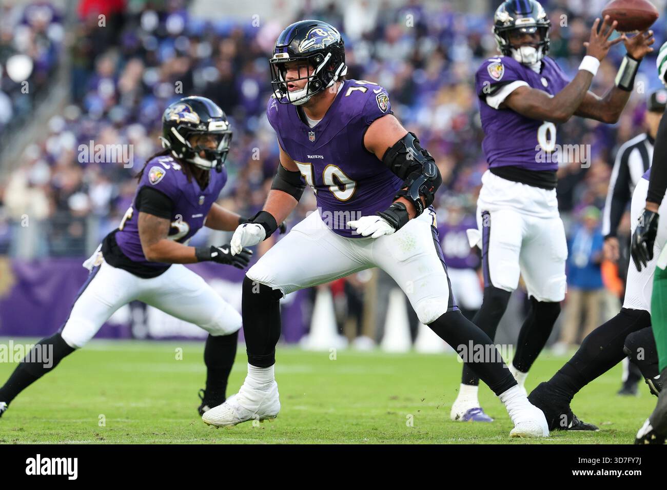 Baltimore Ravens offensive tackle Roger Rosengarten (70) in action ...