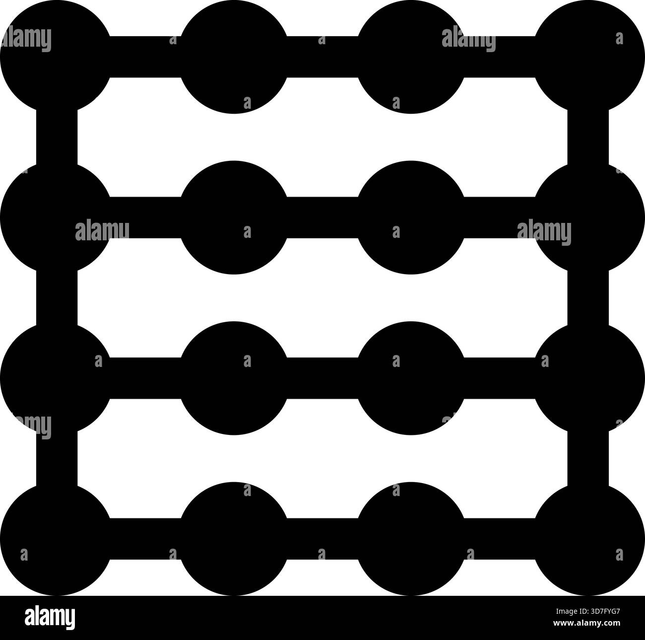 Lattice pattern made of circular nodes connected in a structured grid ...