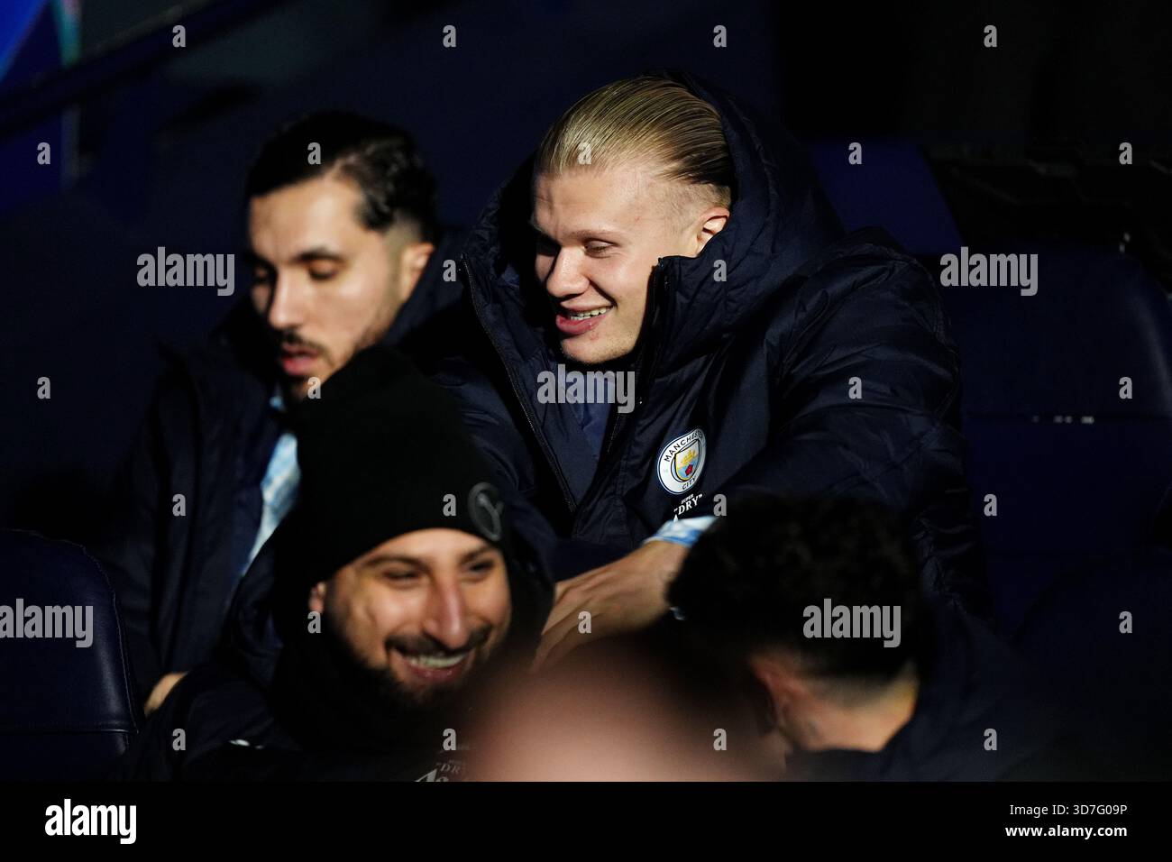 Manchester City's Erling Haaland on the bench ahead of the UEFA ...