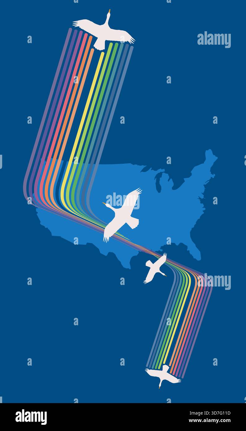 Waterfowl migration across the USA is the topic of this colorful ...