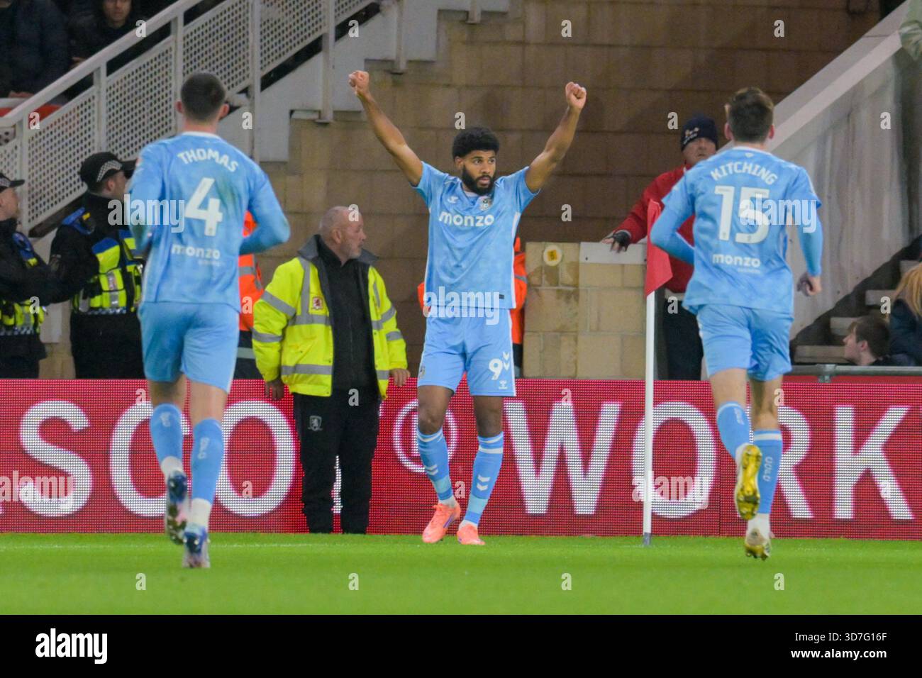 Ellis Simms of Coventry City celebrate putting Coventry 1-0 up during ...