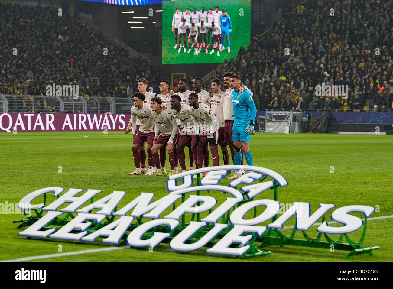 Team Villareal pose before the Champions League opening phase soccer ...