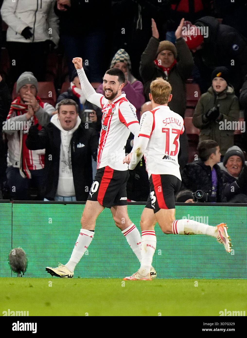 Southampton's Finn Azaz (left) celebrates with Leo Scienza after ...