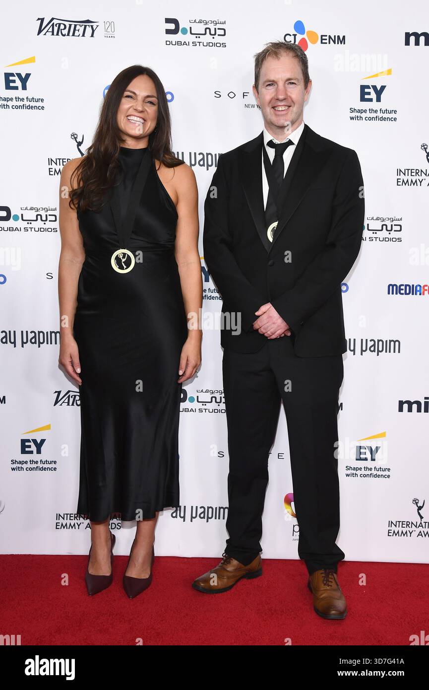 (L-R) Claudia Corbisiero and Chris Grubb (UK) walking the red carpet at ...