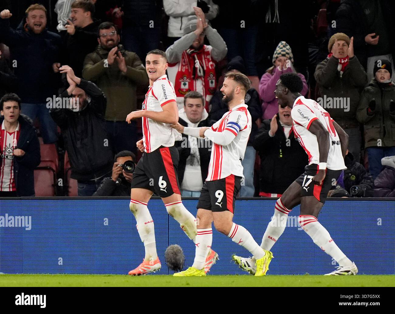 Southampton's Taylor Harwood-Bellis (left) celebrates after scoring his ...
