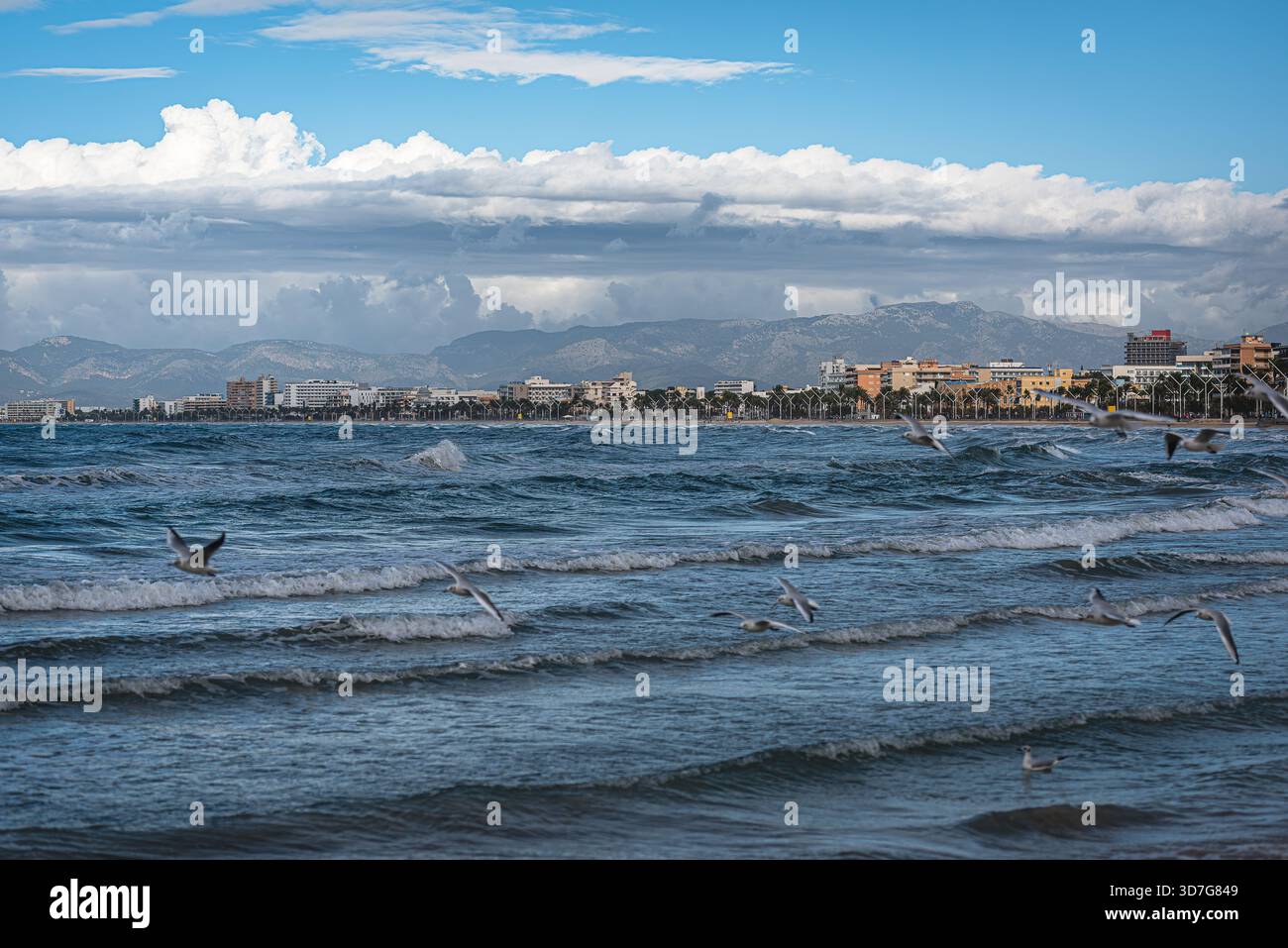 Coastal town landscape of S'Arenal, Majorca, Spain Stock Photo - Alamy