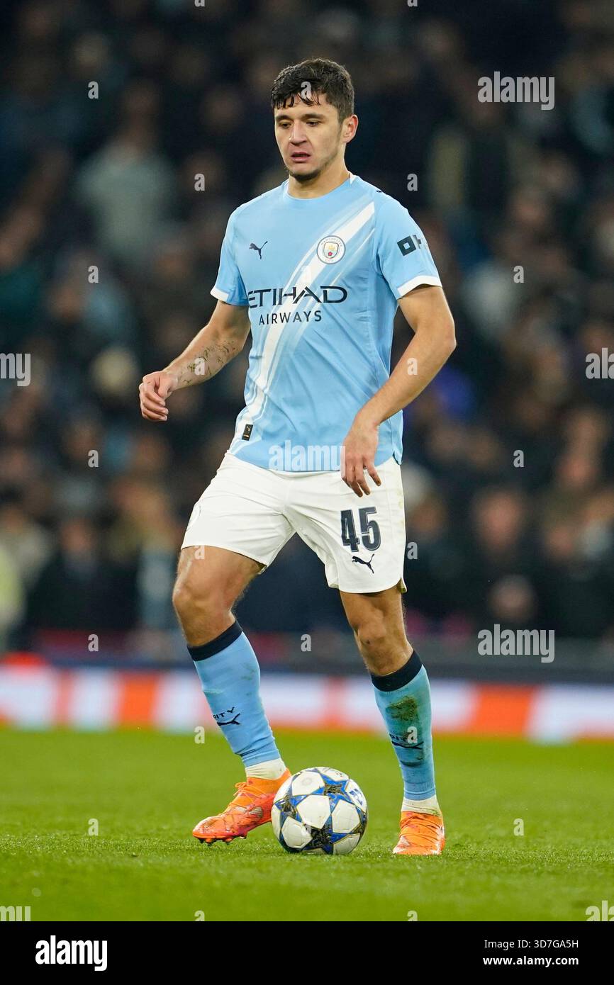 Manchester City's Abdukodir Khusanov in action during the Champions ...