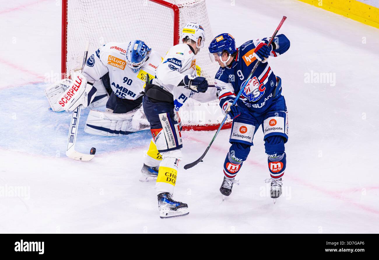 Zurich, Switzerland, 25th Nov 2025: Goaltender #90 Gilles Senn (Ambri ...