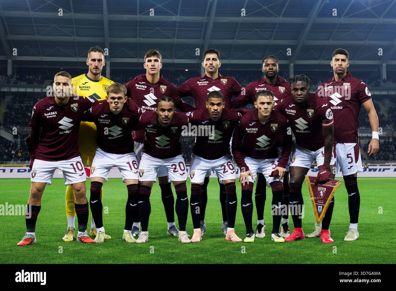 Players of Torino FC pose for a team photo prior to the Serie A football match between Torino FC ...