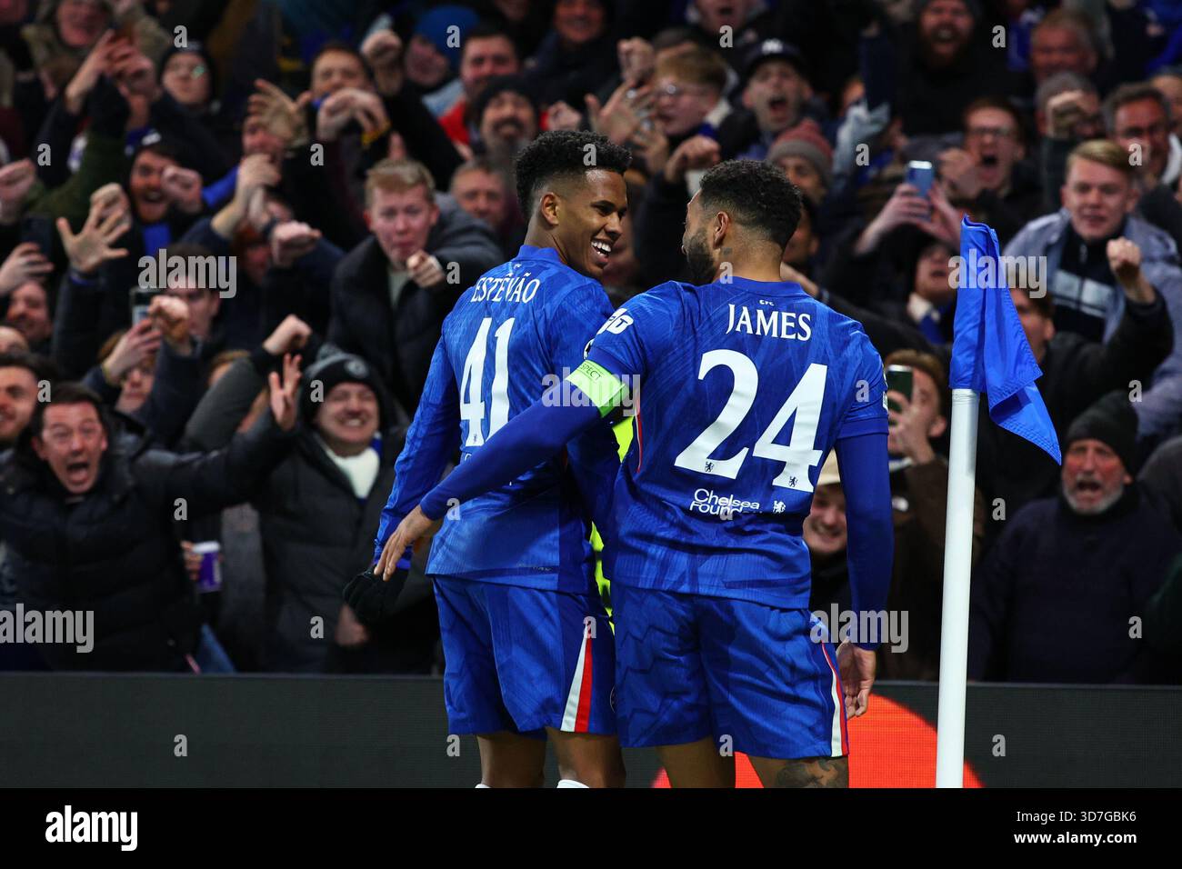 LONDON, UK - 25th Nov 2025: Estevao Willian of Chelsea celebrates ...