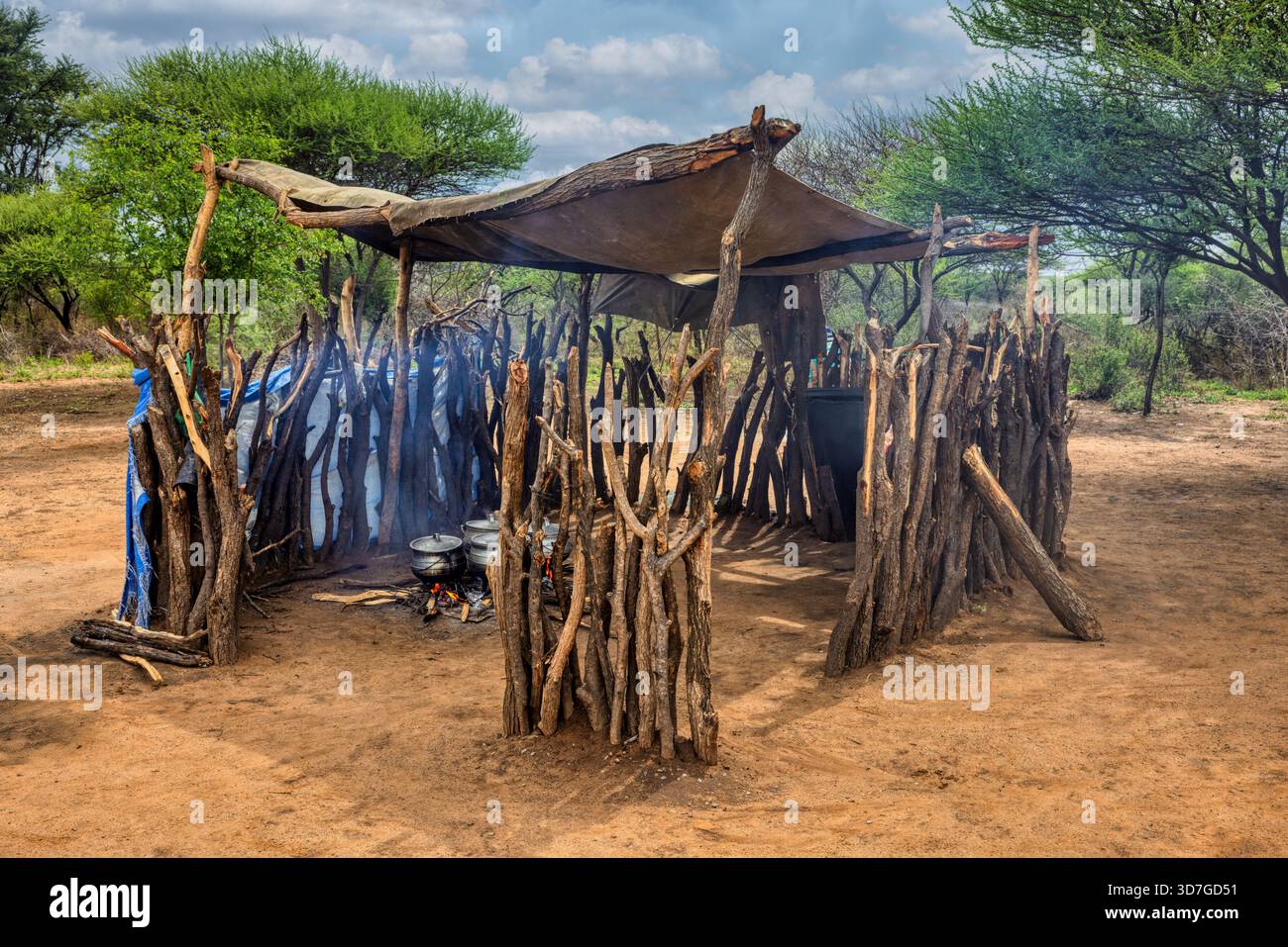 traditional african outdoors kitchen shack in Serowe, Botswana, The ...