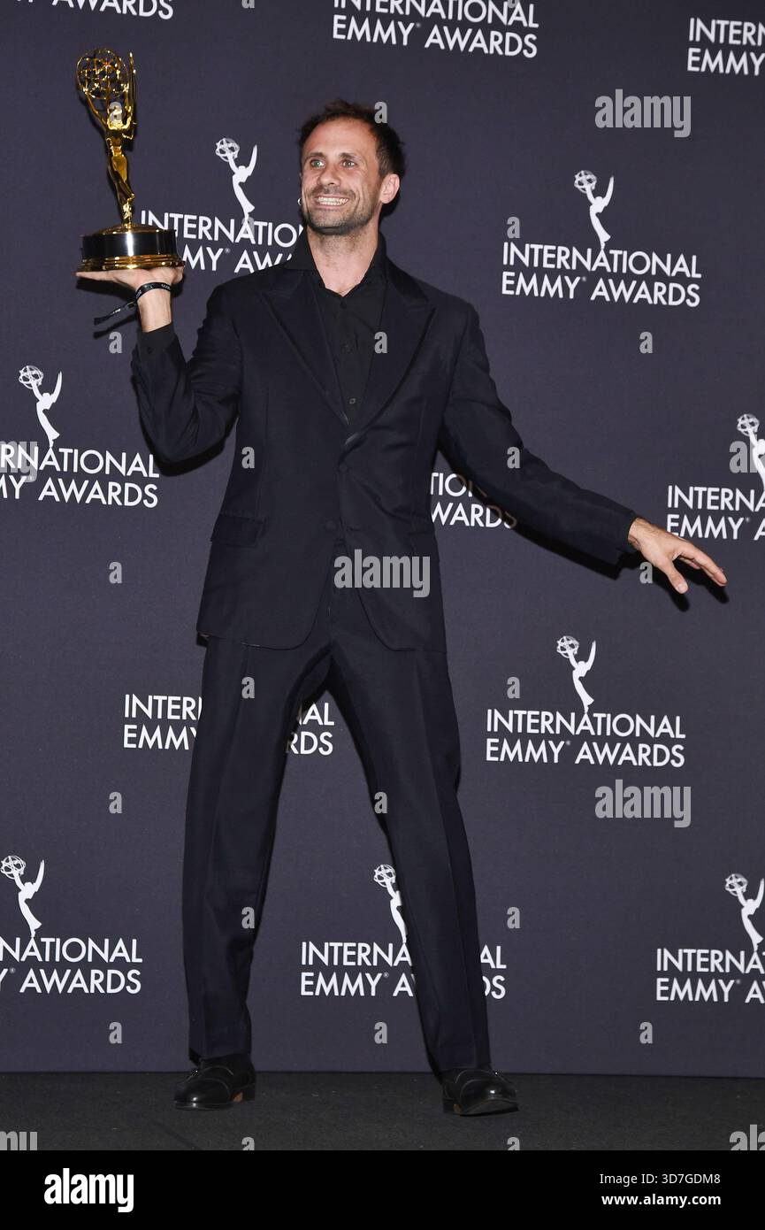 Spanish actor Oriol Pla poses in the press room after he won the Best ...