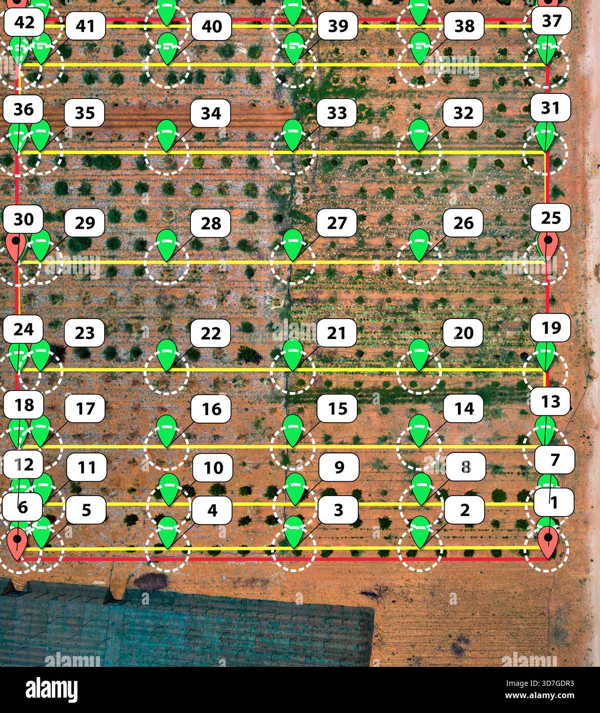 aerial mapping photogrammetry survey with a drone, agricultural crop ...