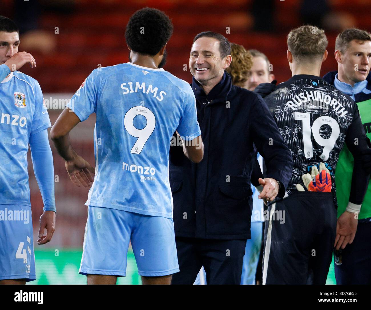 Coventry City's Ellis Simms (left) and Coventry City head coach Frank ...