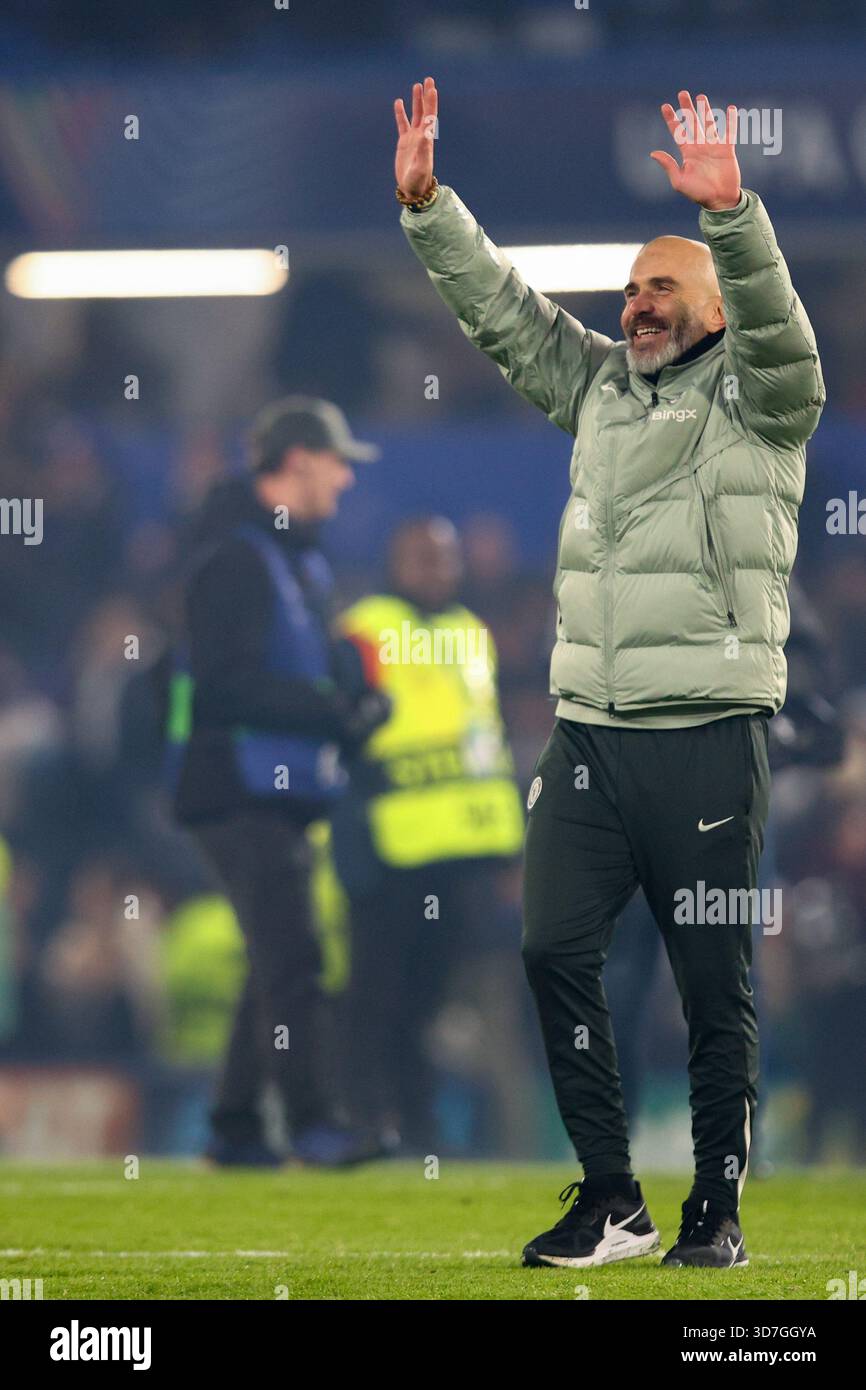 LONDON, UK - 25th Nov 2025: Chelsea Head Coach Enzo Maresca celebrates ...