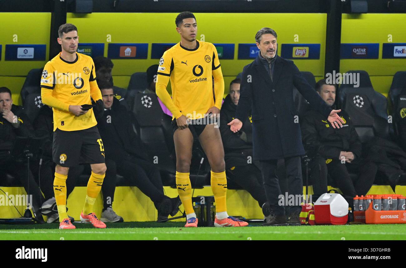 from left: Pascal Gross, Jobe Bellingham, Coach Niko Kovac (Dortmund ...