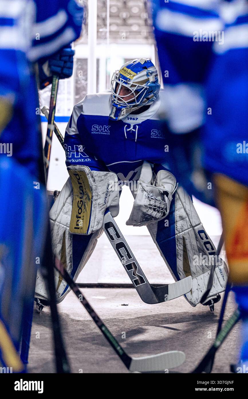 Goalkeeper Tim Wolf #1 (EV Zug) - November 25, 2025 - National League ...