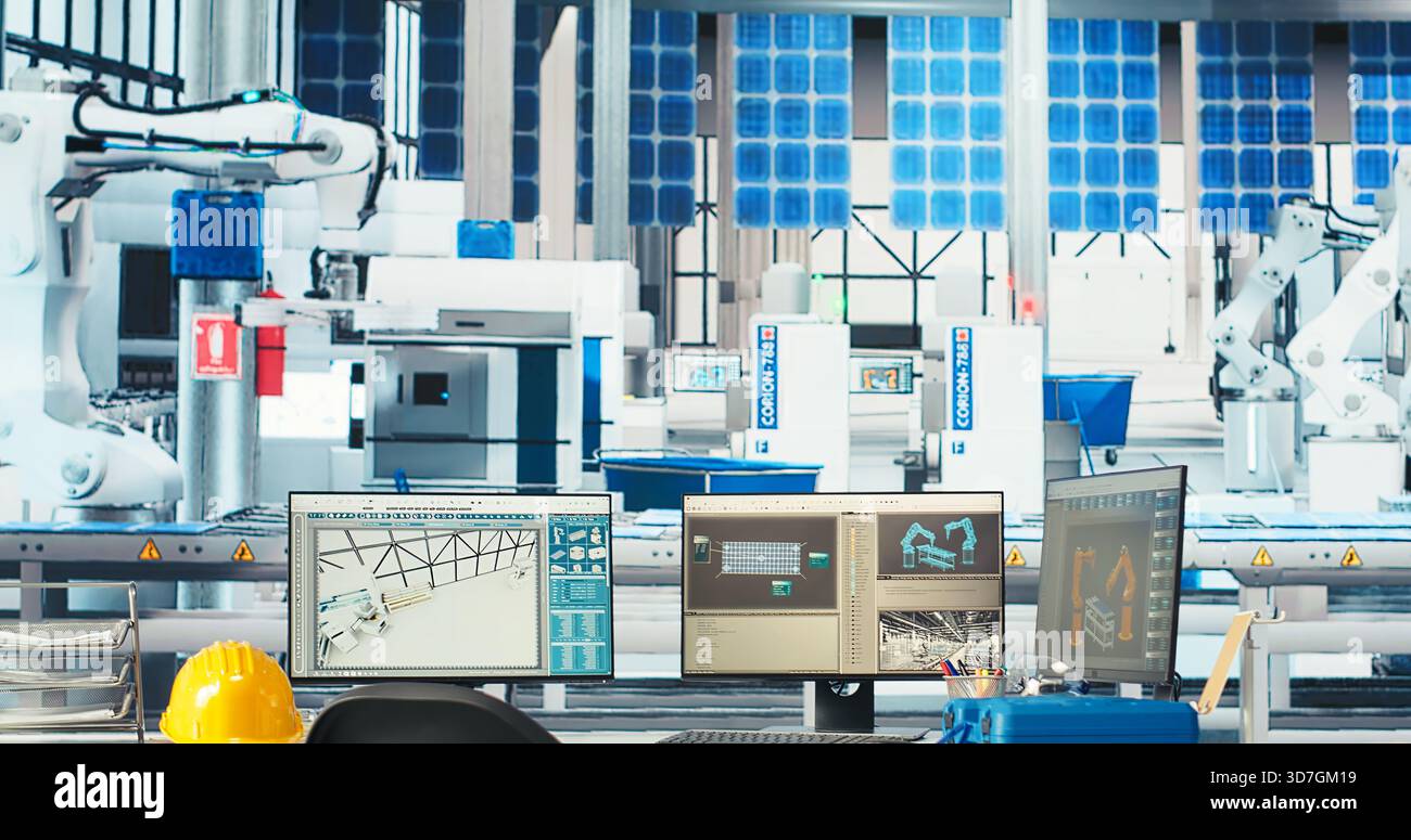 PC display used to adjust empty photovoltaics facility system ...