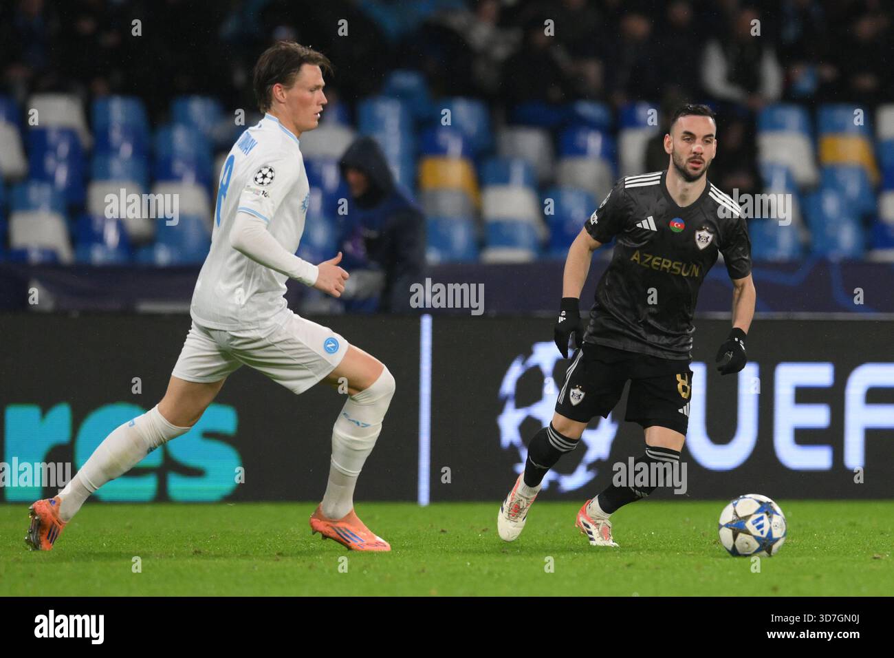 Marko Jankovic of Qarabag under pressure from Scott McTominay of SSC ...