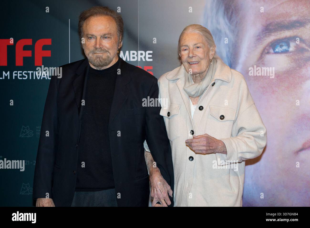 Turin, Italy. 25th Nov, 2025. Actors Franco Nero (left) and Vanessa ...