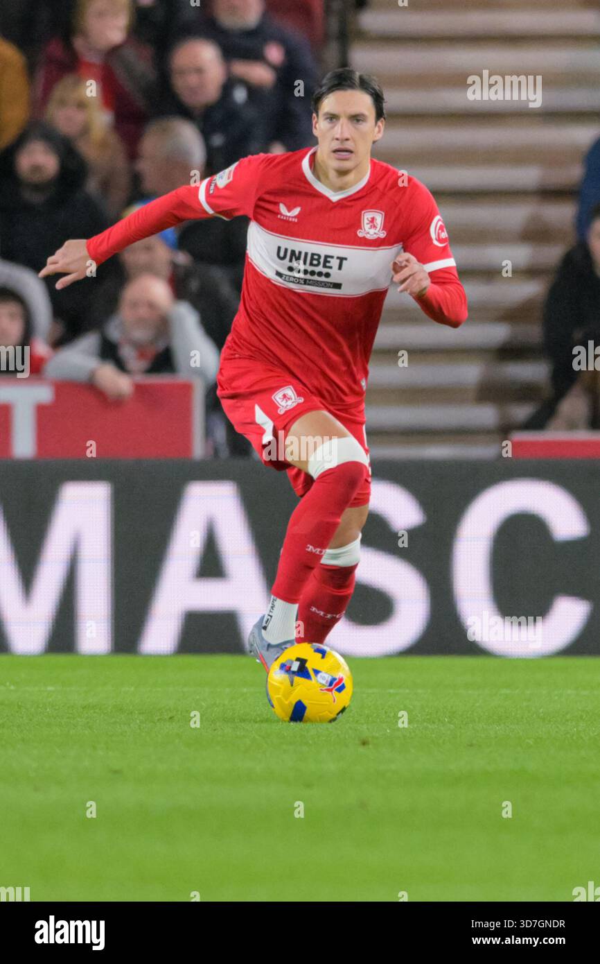 Alfie Jones of Middlesbrough FC during the Sky Bet Championship match ...