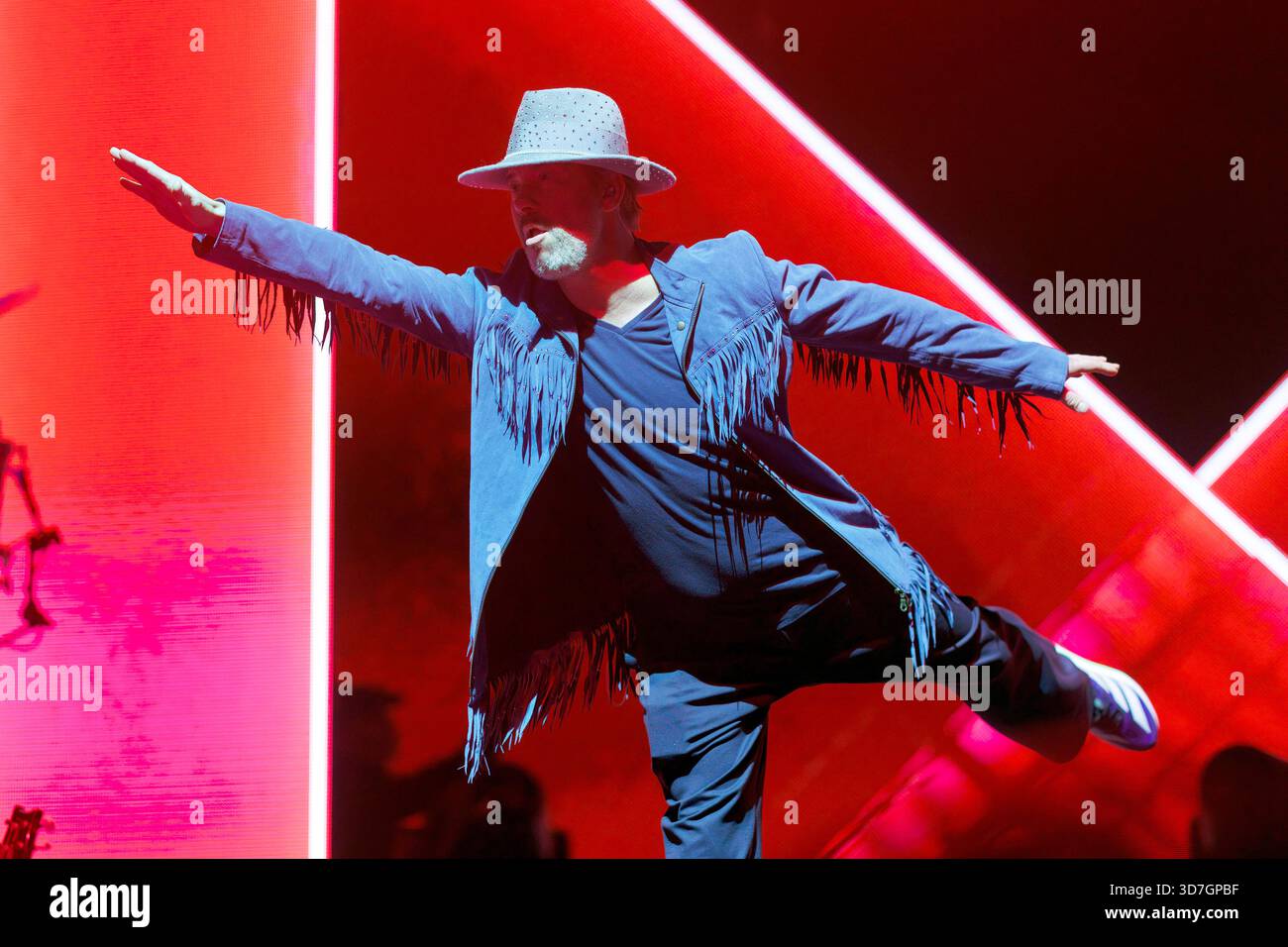 Sänger Jay Kay Jason Luis Cheetham von der Band Jamiroquai live in der ...