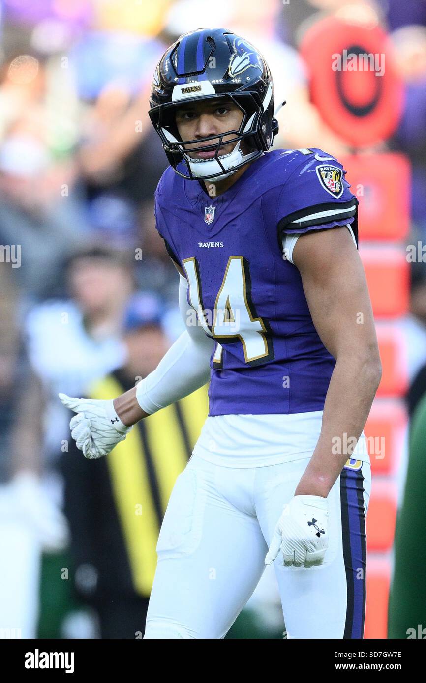 Baltimore Ravens safety Kyle Hamilton (14) in action during the second ...
