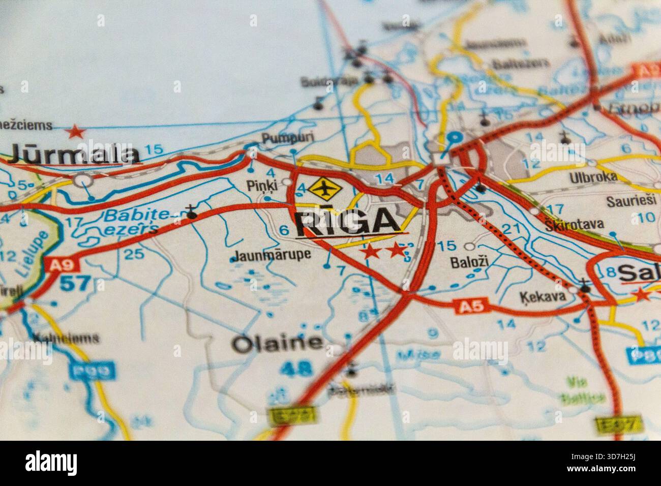 Riga, Latvia on a road map Stock Photo - Alamy