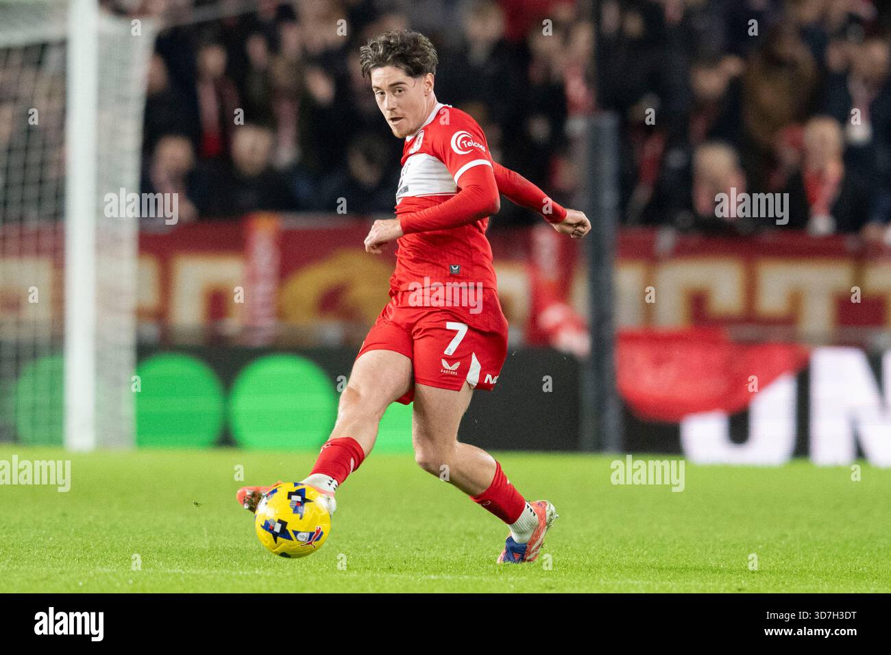 Hayden Hackney of Middlesbrough passes the ball forward during the Sky ...