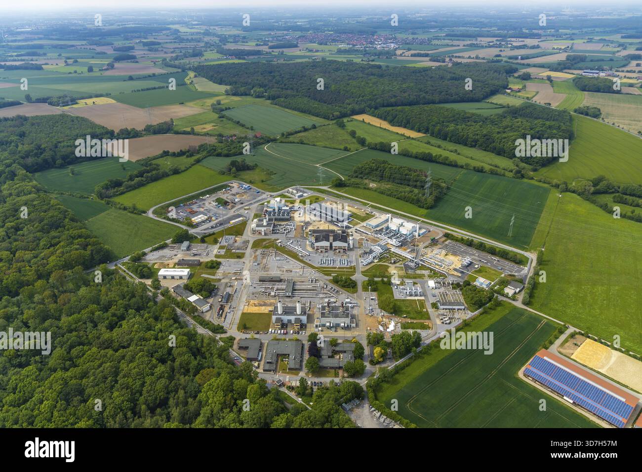 Aerial view of the construction site of the Open Grid Europe natural ...
