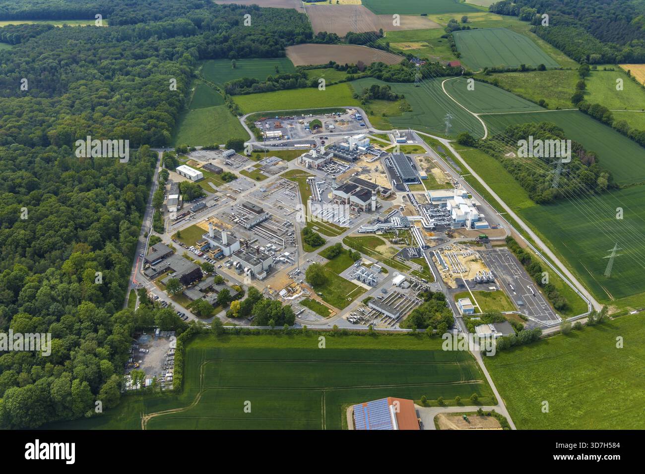 Aerial view of the construction site of the Open Grid Europe natural ...