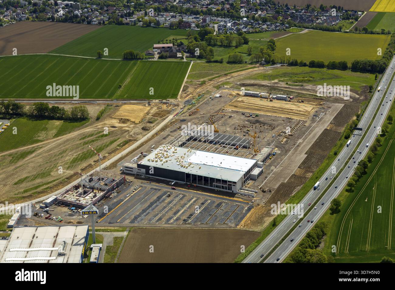 Aerial view of the Kamen Unna inter-municipal industrial park with the ...