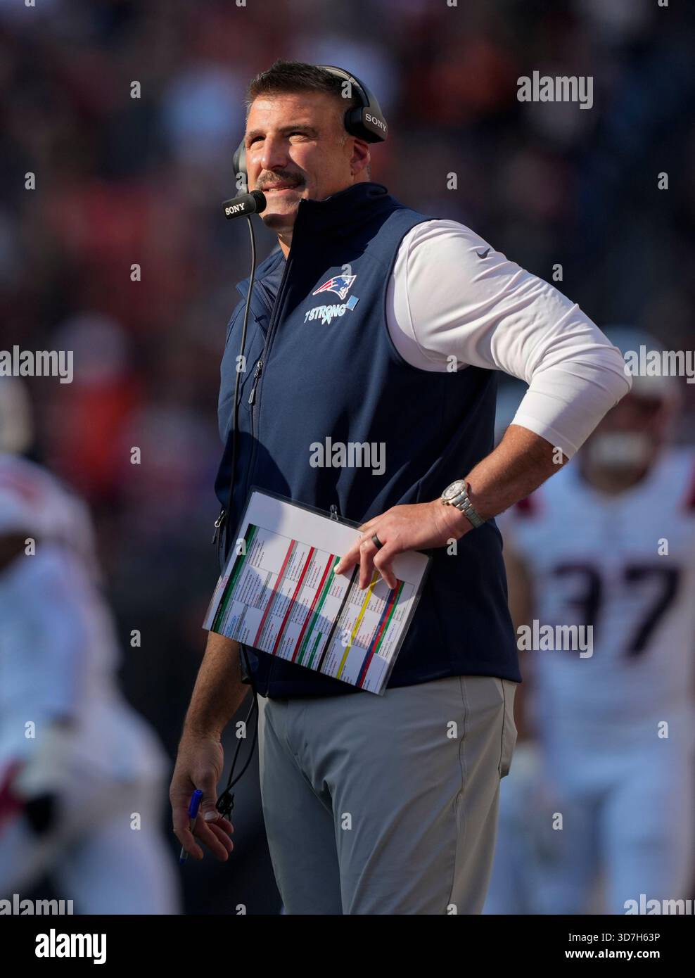 New England Patriots head coach Mike Vrabel during the first half of an ...