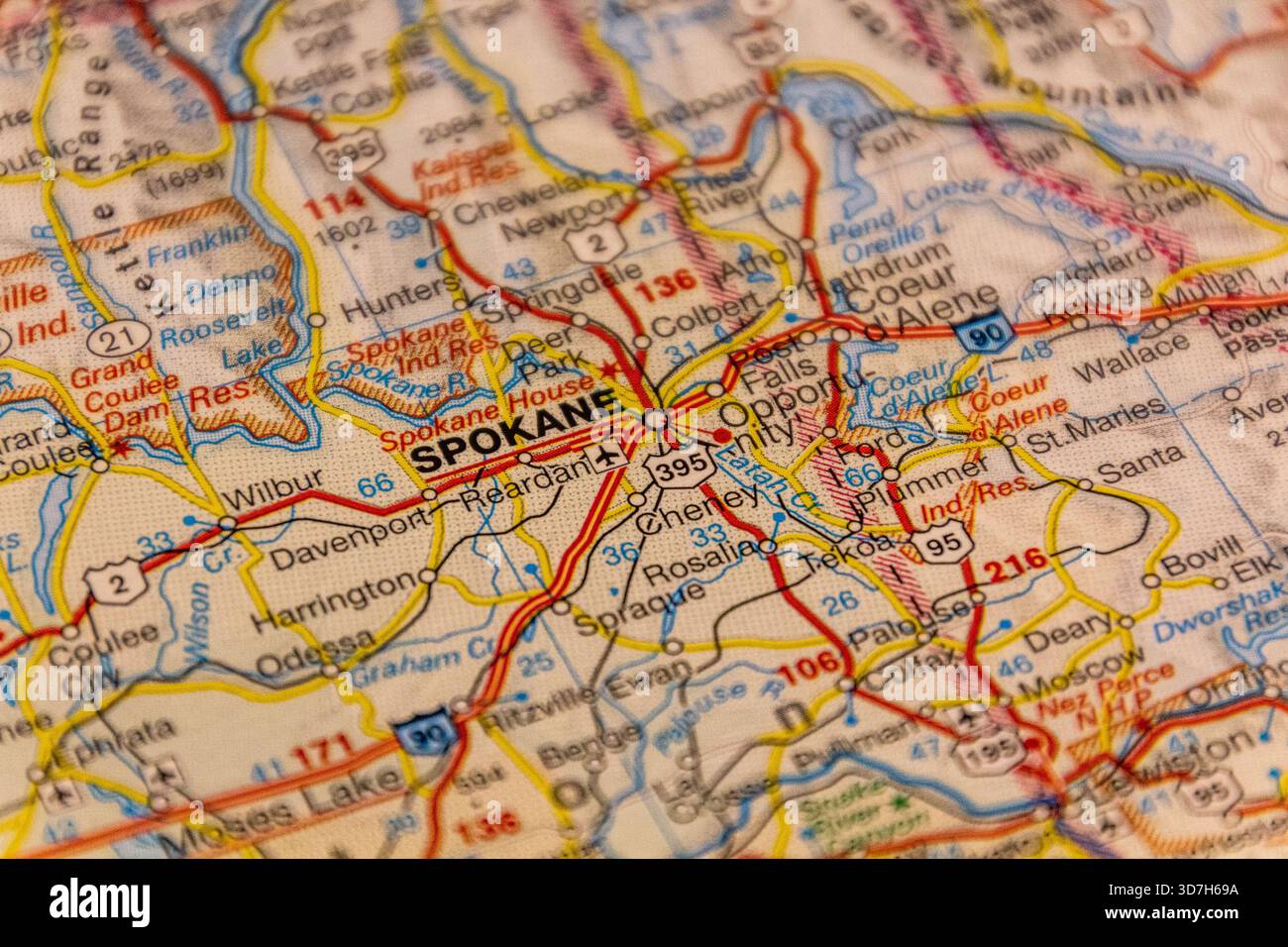Spokane, Washington, USA on a road map Stock Photo - Alamy