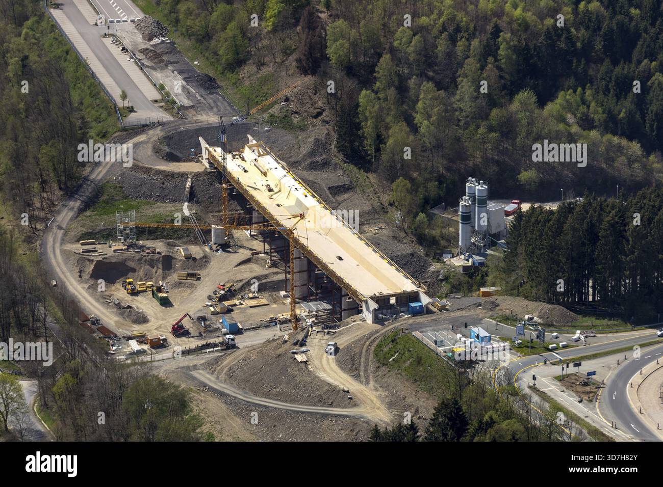 Aerial view of the bridge structure and new bridge construction ...