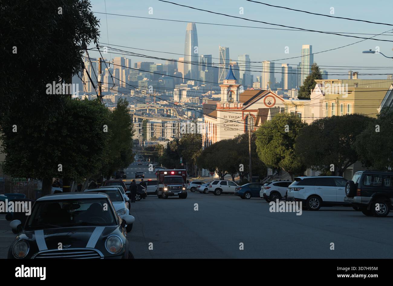 San Francisco, USA. 25th Nov 2025. A red Toyota van struck an empty ...