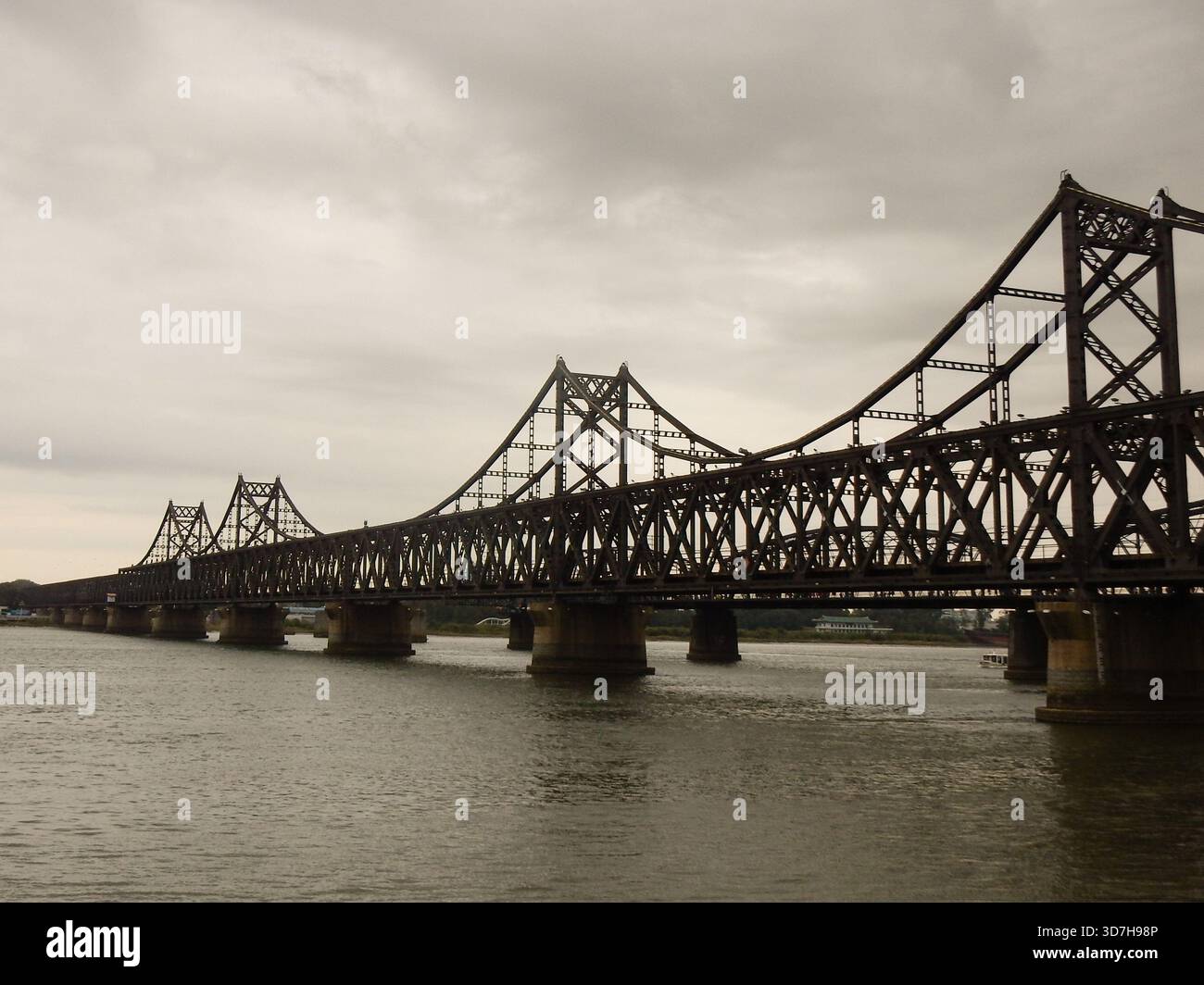 Sino-Korean Friendship Bridge across the Yalu River. It crosses from ...