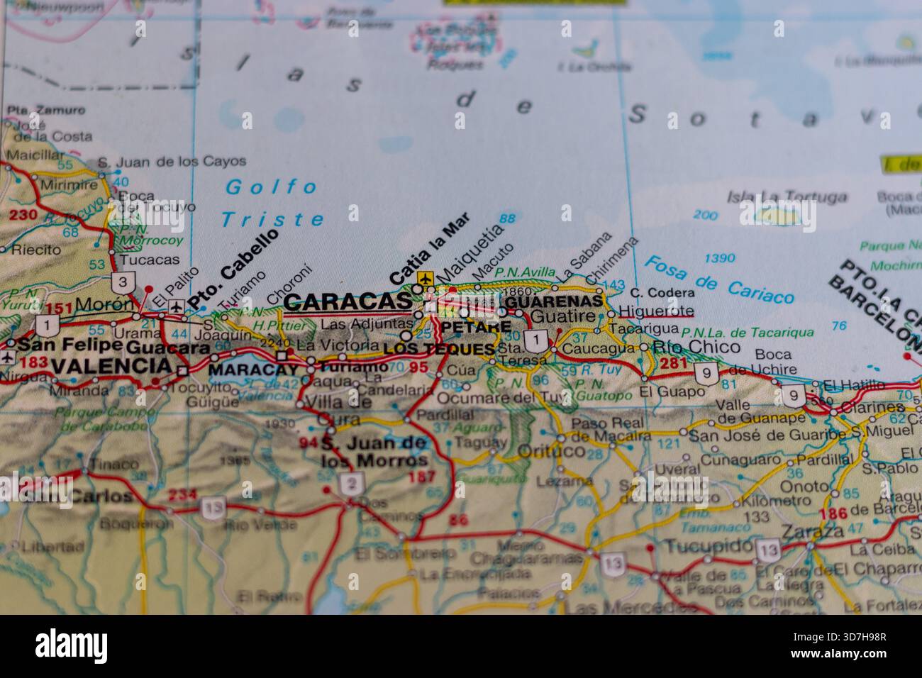 Caracas, Venezuela, on a road map Stock Photo - Alamy