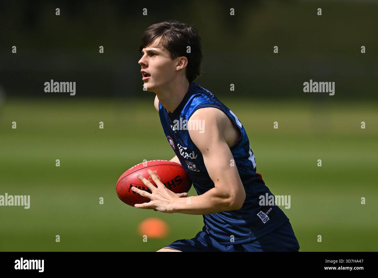 Hunter Holmes of Geelong in action during a Geelong Cats AFL training session at Deakin ...