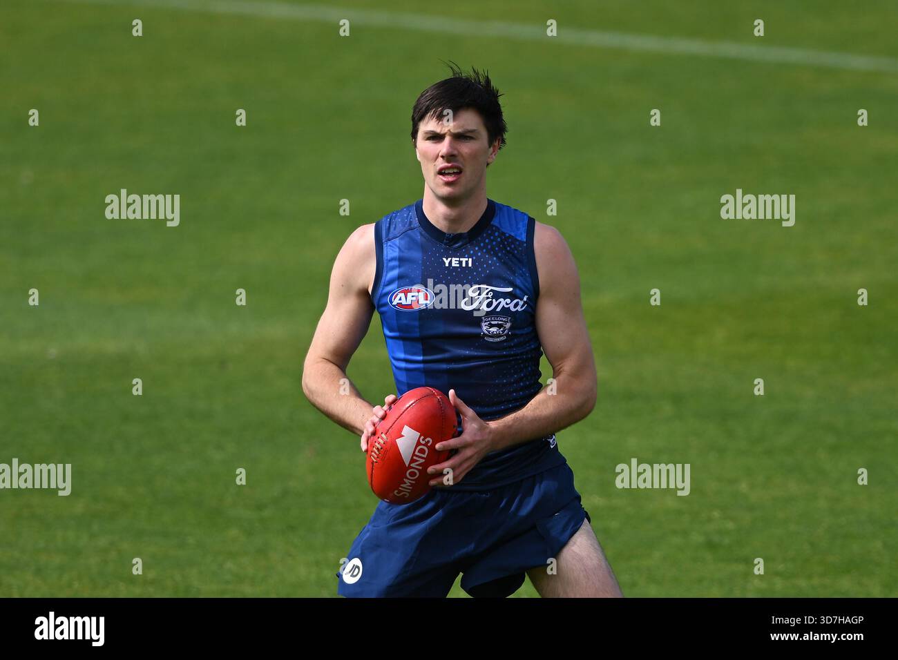 Oliver Henry of Geelong in action during a Geelong Cats AFL training ...