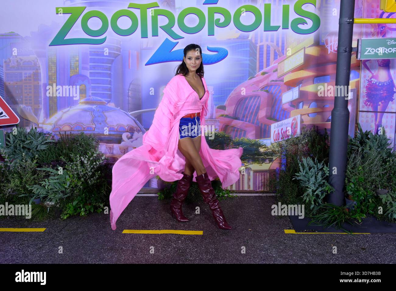 Mariana Rodriguez attends the Disney movie premiere Zootropolis 2 green ...