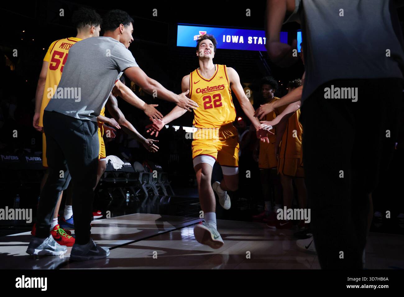 Iowa State forward Milan Momcilovic (22) enters the court prior to an ...