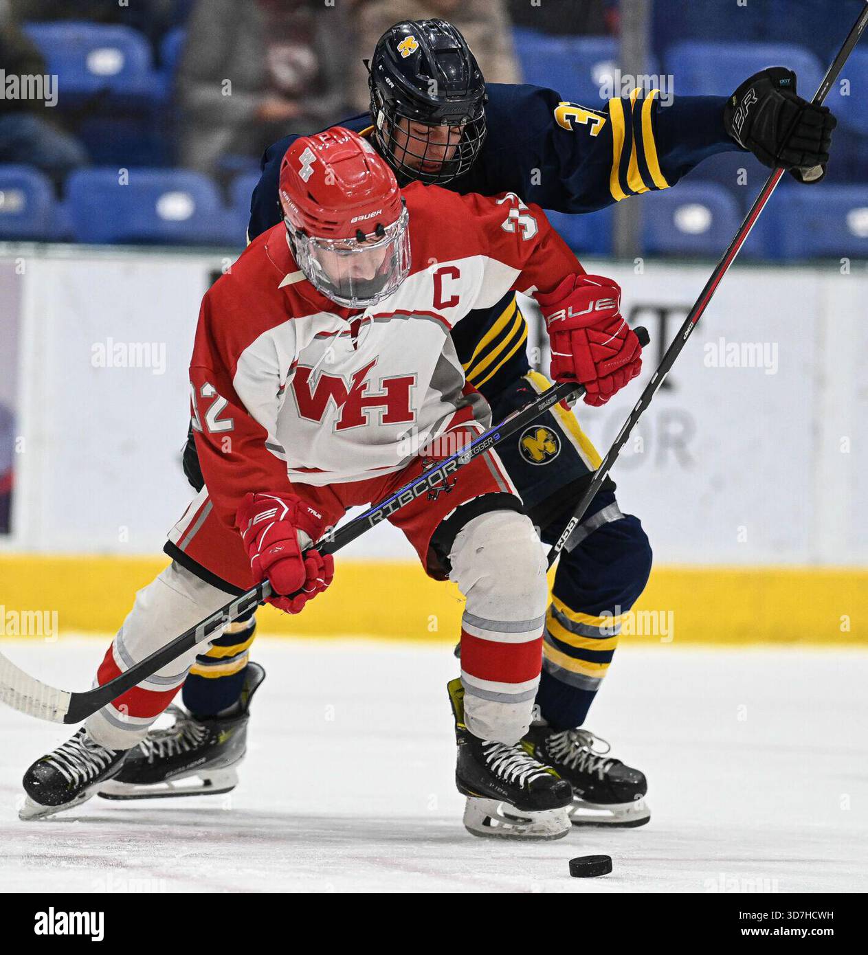 Westmont Hilltop's Brett Hoffman, left, tries to fend off Mars' Ethan ...