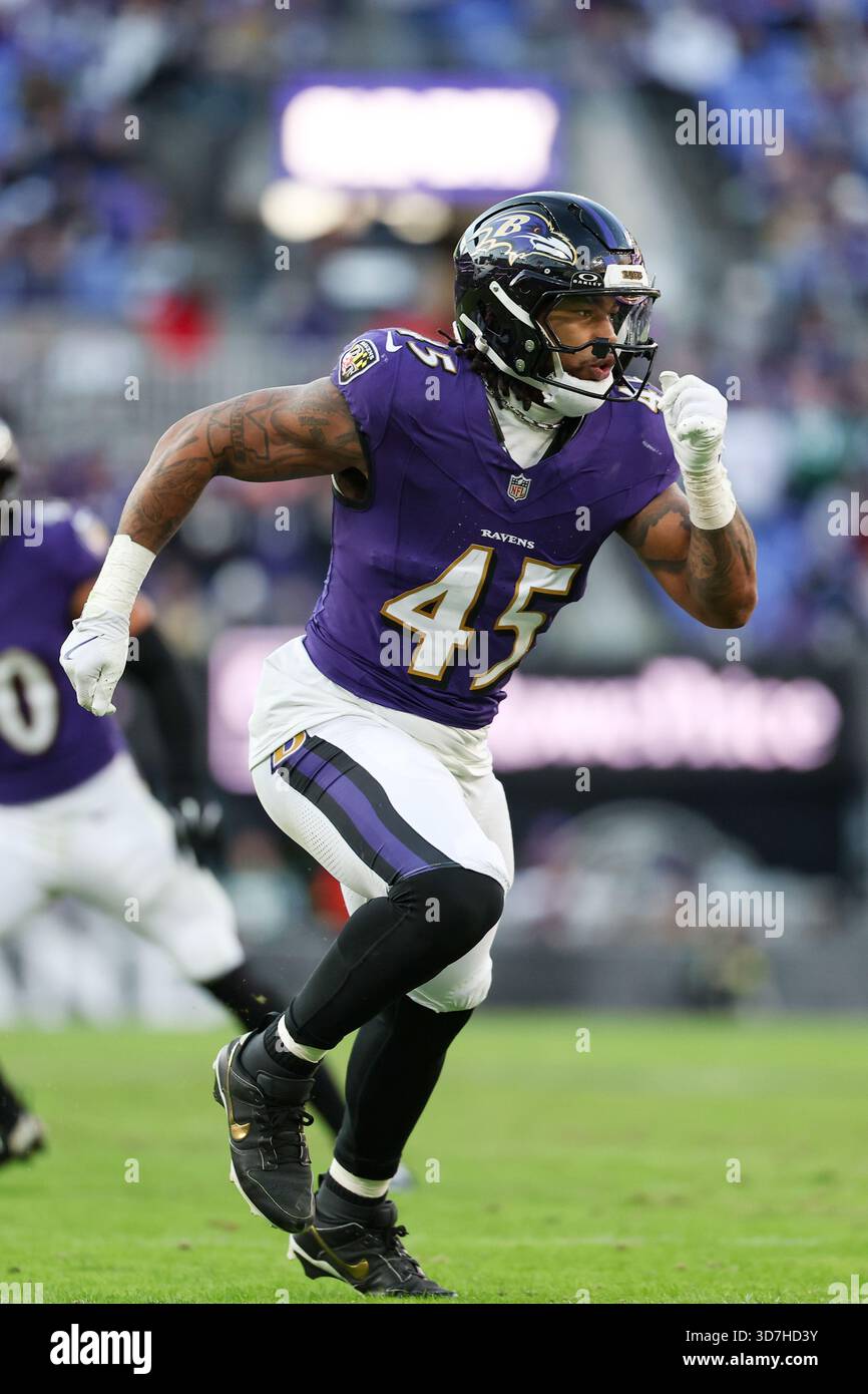 Baltimore Ravens linebacker Mike Green (45) in action during the second ...