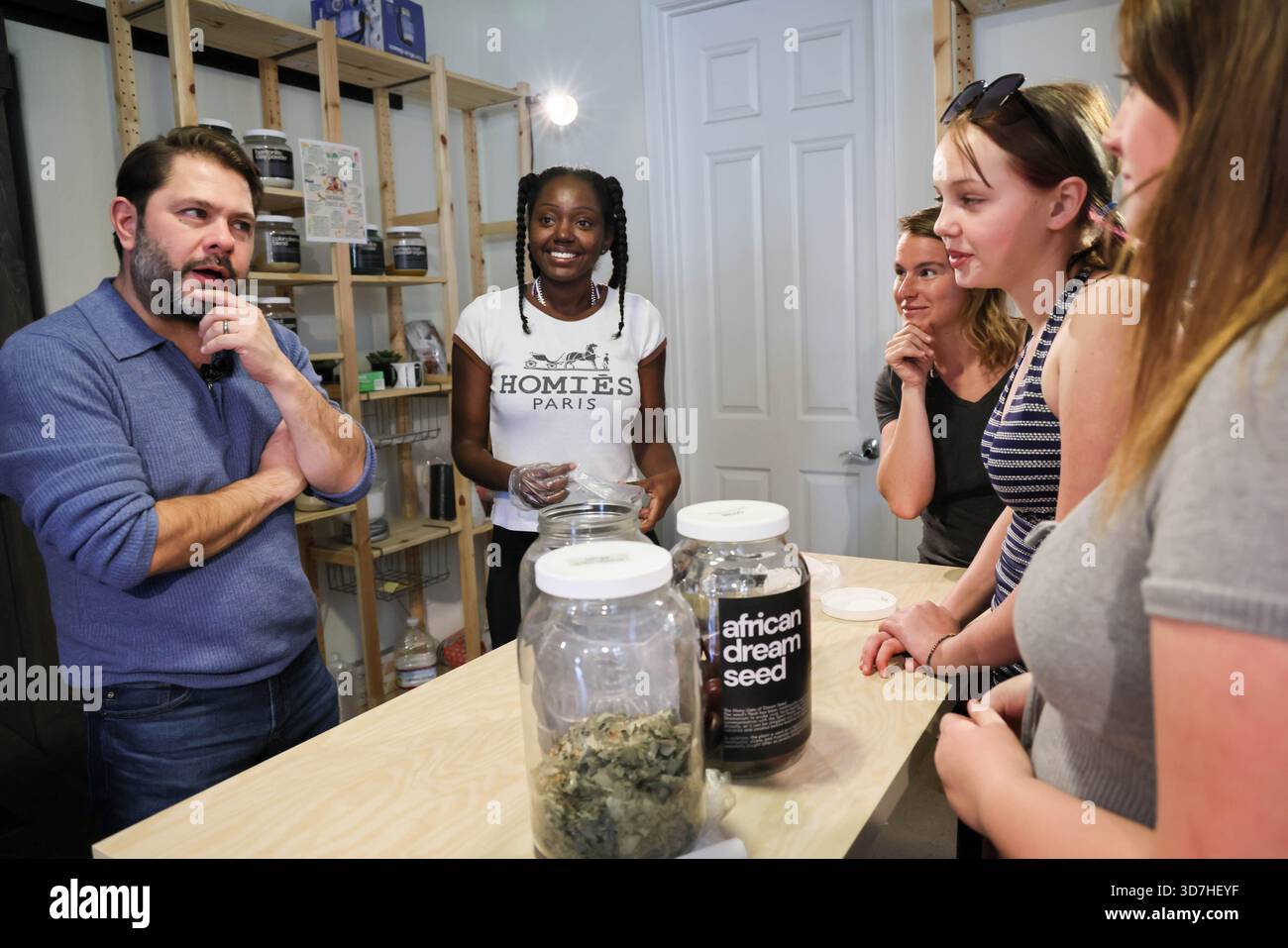 Senator Ruben Gallego talks with the employees who make the formulas ...
